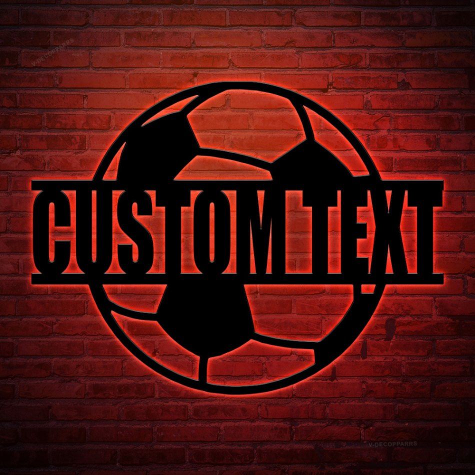 Customized Soccer Metal Wall Art Led Lights, Custom Soccer Player Metal ...
