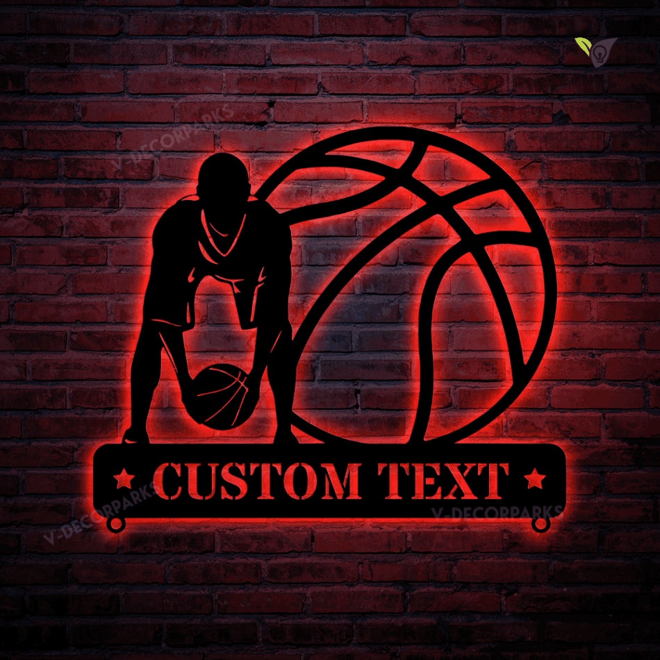 Customized Basketball Metal Wall Art Led Lights, Custom Basketball ...