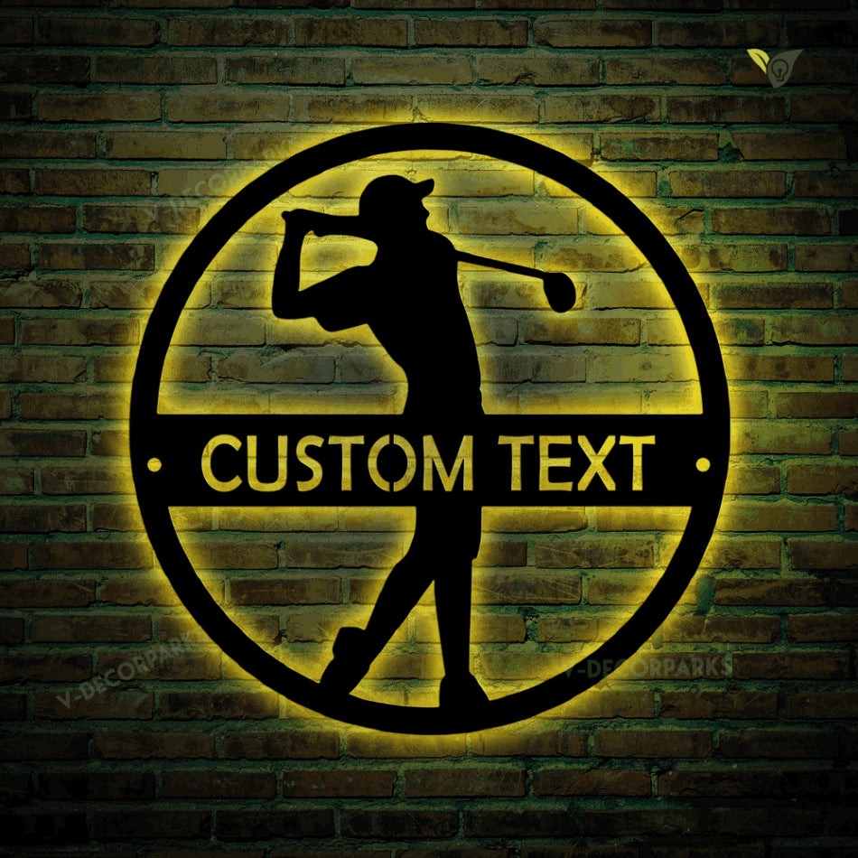 Personalized Golf Metal Wall Art Led Lights, Customized Golf Metal Art ...