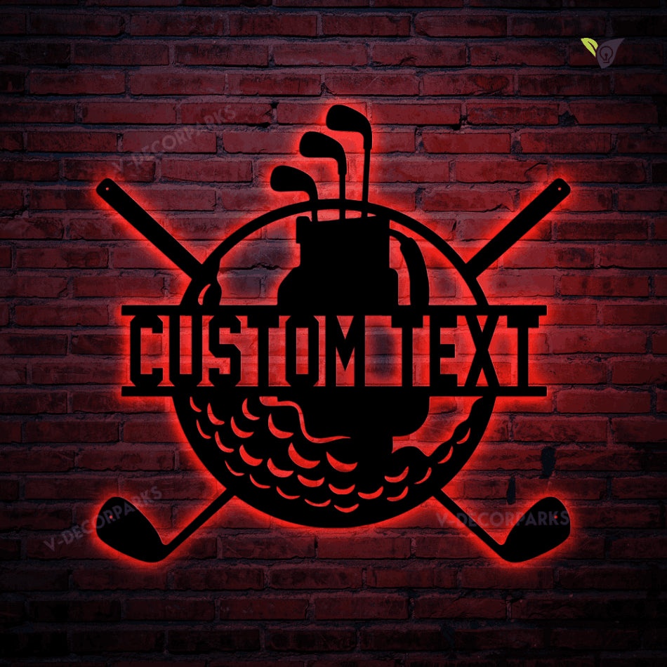Customized Golf Metal Wall Art Led Lights, Custom Golf Metal Art, Golf ...