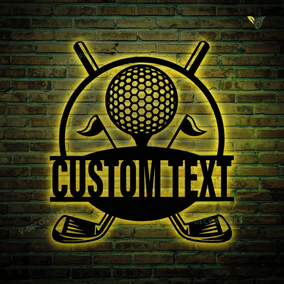Custom Golf Metal Wall Art Led Lights, Personalized Golf Metal Art ...