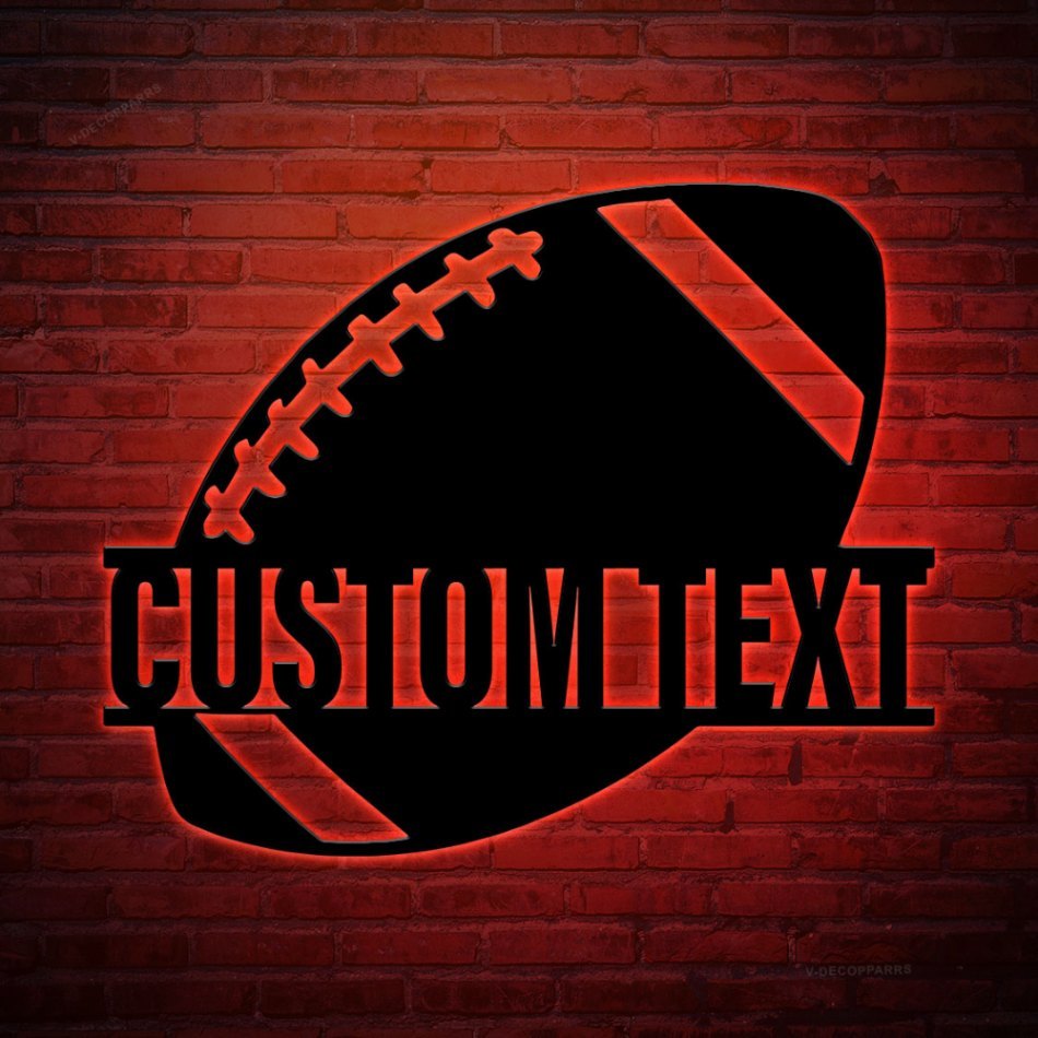 Customized Football Metal Wall Art Led Lights, Custom Football Sport ...