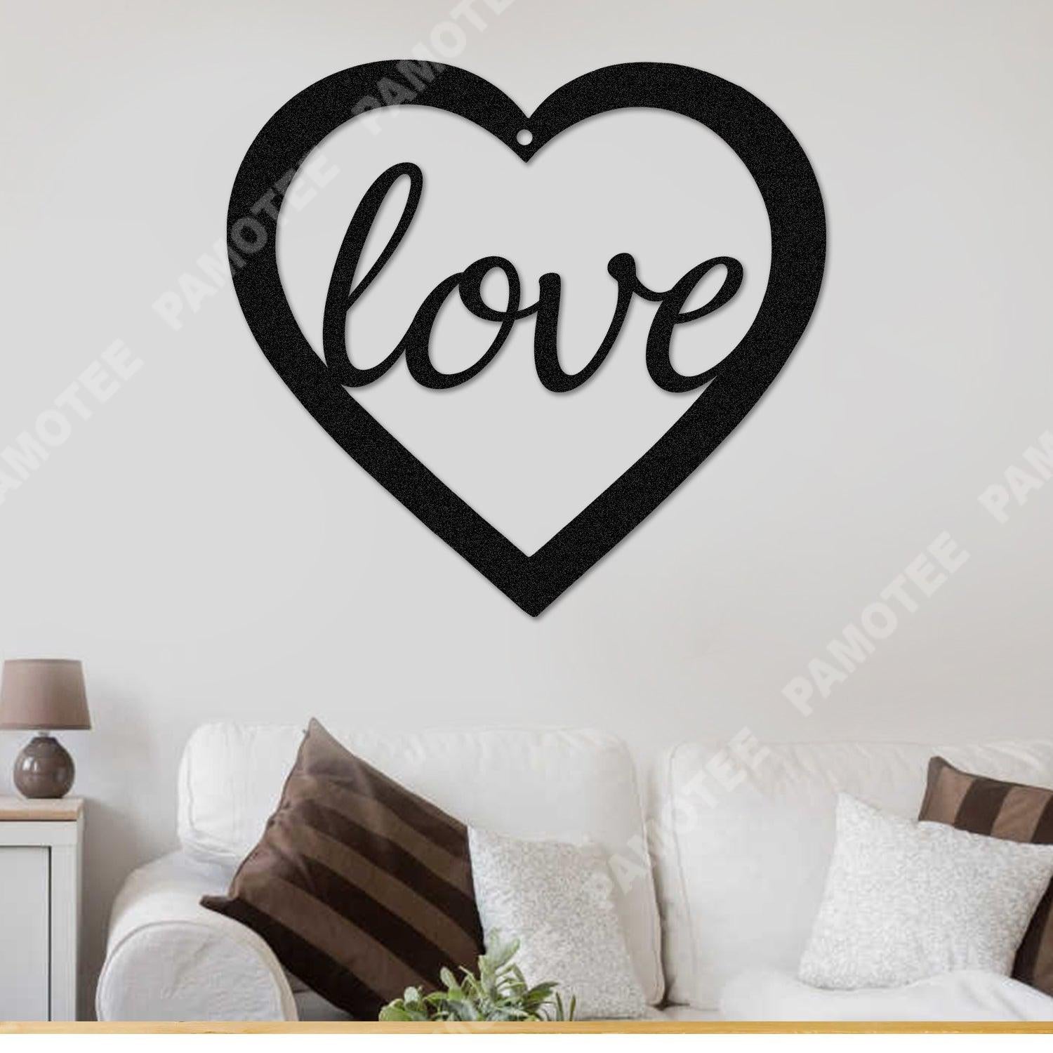 Love Heart Valentines Metal Sign, Decor Gift For Him, Her, Husband ...