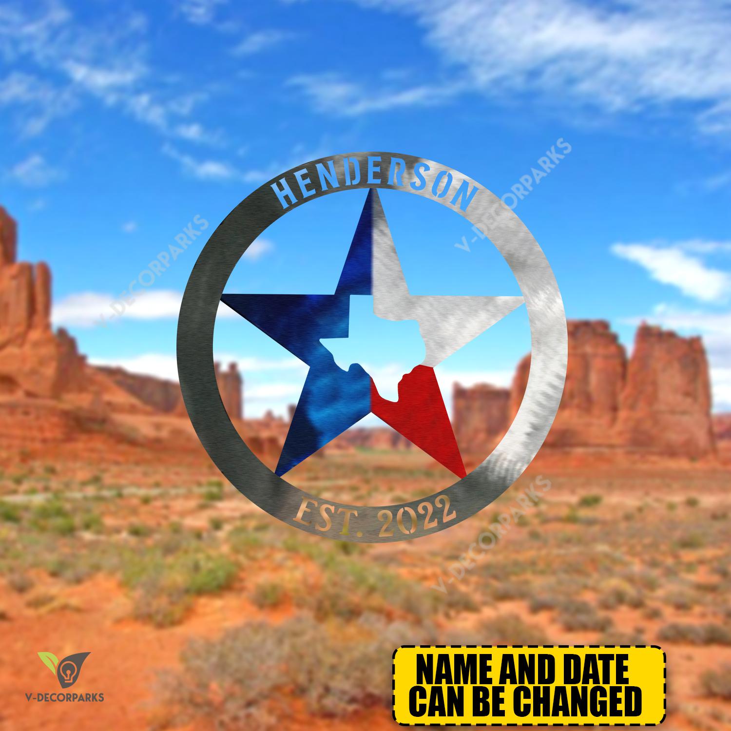 Custom Lone Star And Texas Map Metal Sign, Texas Large Sign | Nalaprint