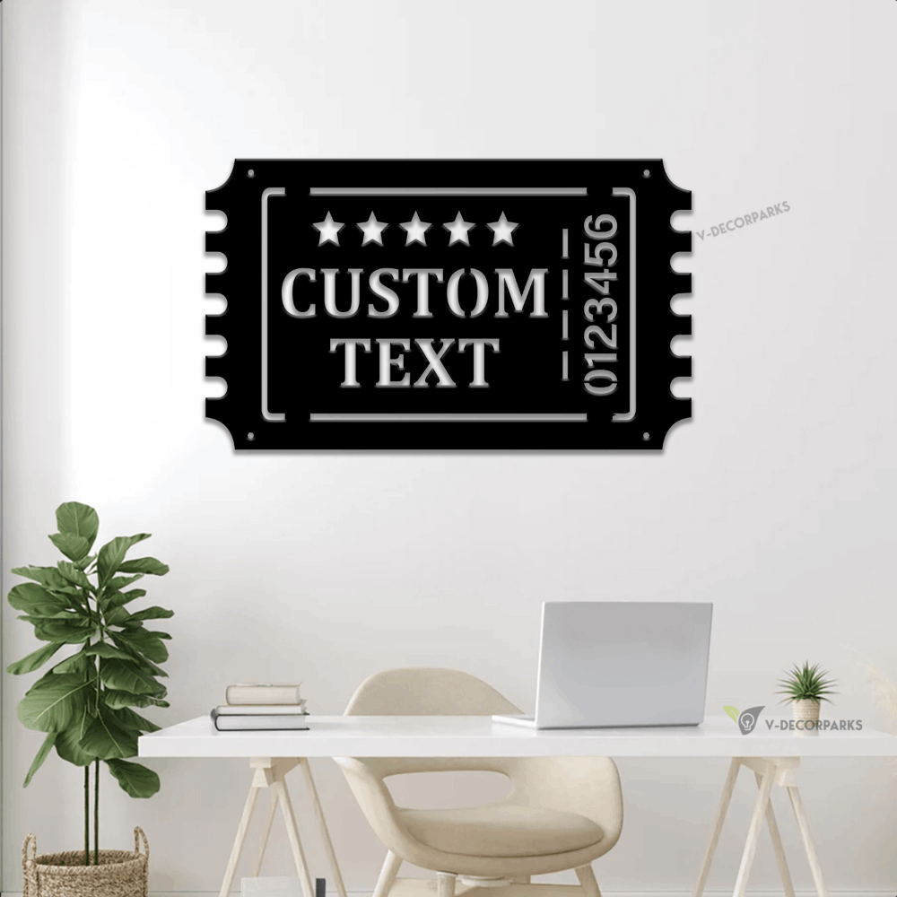 Metal Cinema Ticket With Led Lights, Movie Ticket, Metal Movie Room ...