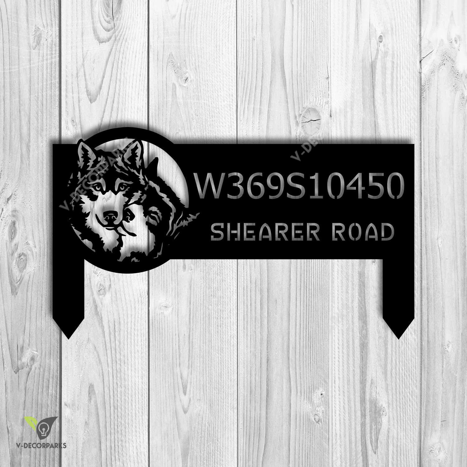Wolf Couple Address Sign, Metal, Male And Female Wolves, Wolf Decor ...