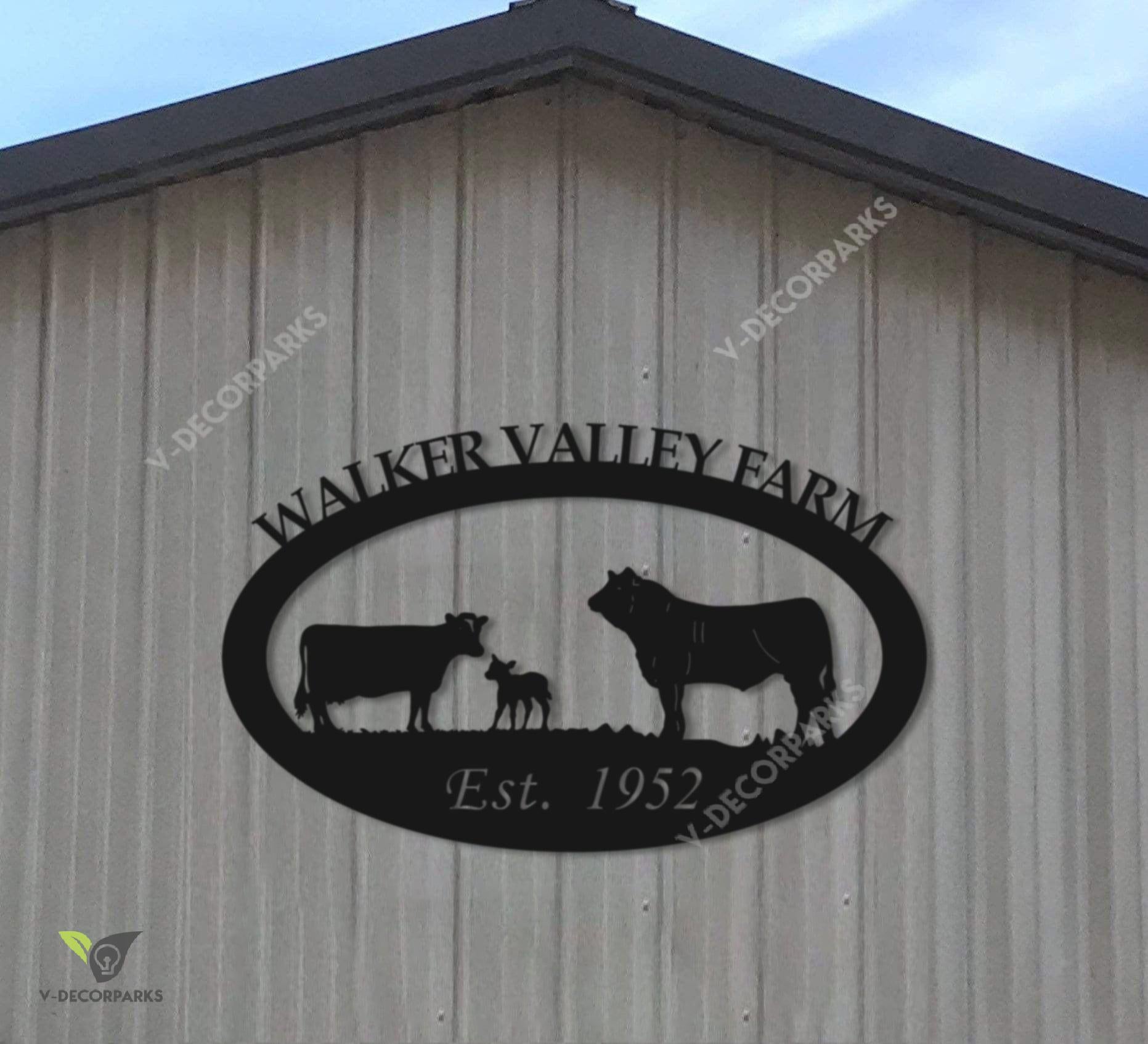 Custom Name Est Farm Sign, Cow Calf Bull Metal Sign With Metal Letter ...