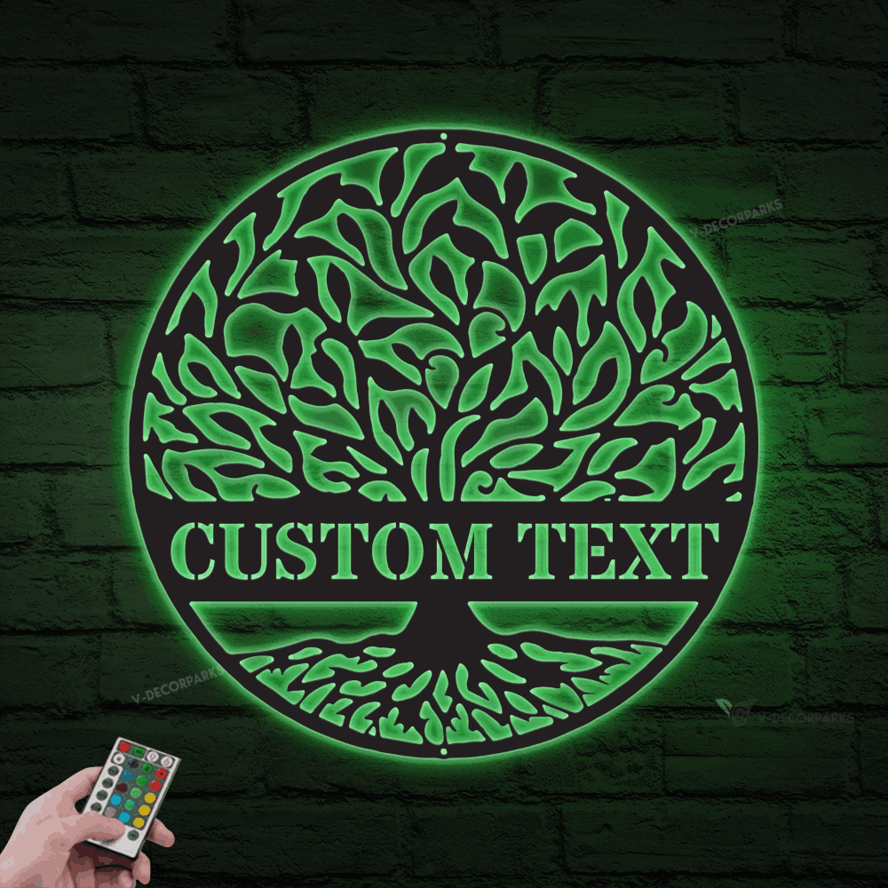 Monogram Tree Of Life Led Lights, Wall Family Tree, Last Name, Tree Of ...