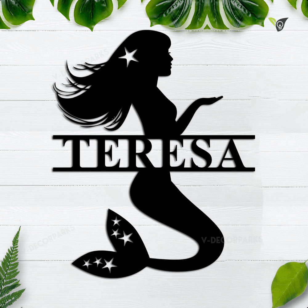 Custom Mermaid Metal Sign, Personalized Mermaid Metal Sign Monogram ...