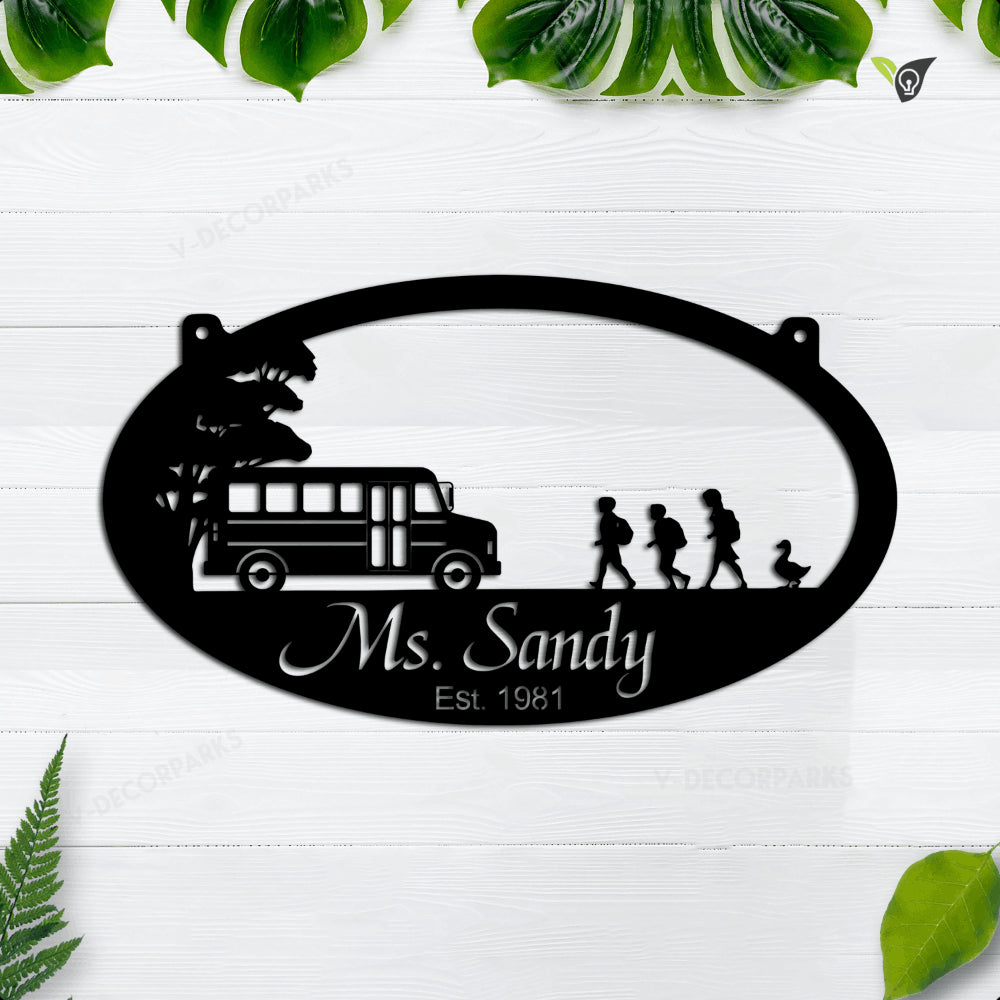 Personalized School Bus Metal Sign Art, Custom School Bus Monogram ...