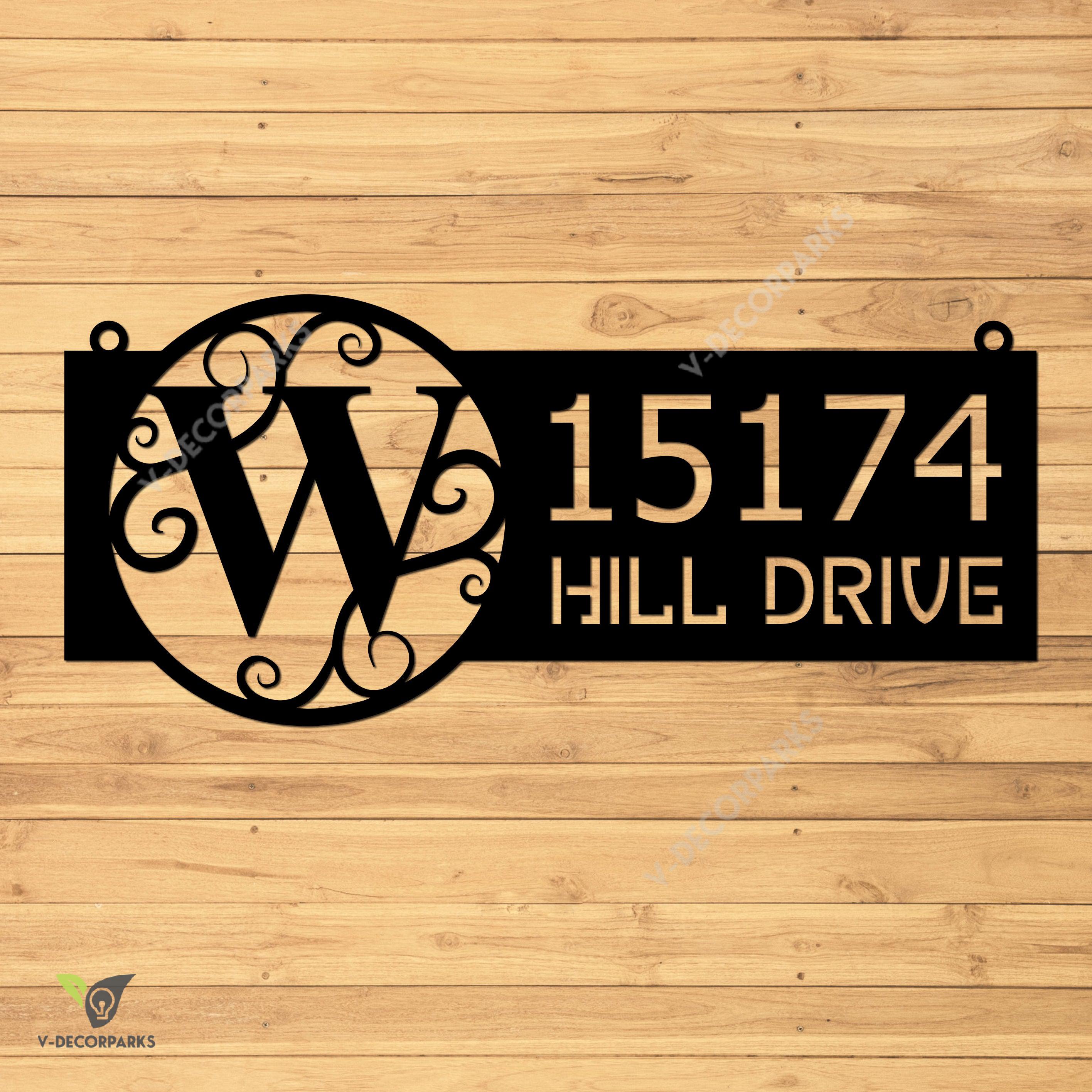 Hanging Address Sign, Metal, Monogram Address Sign For Yard, Address ...