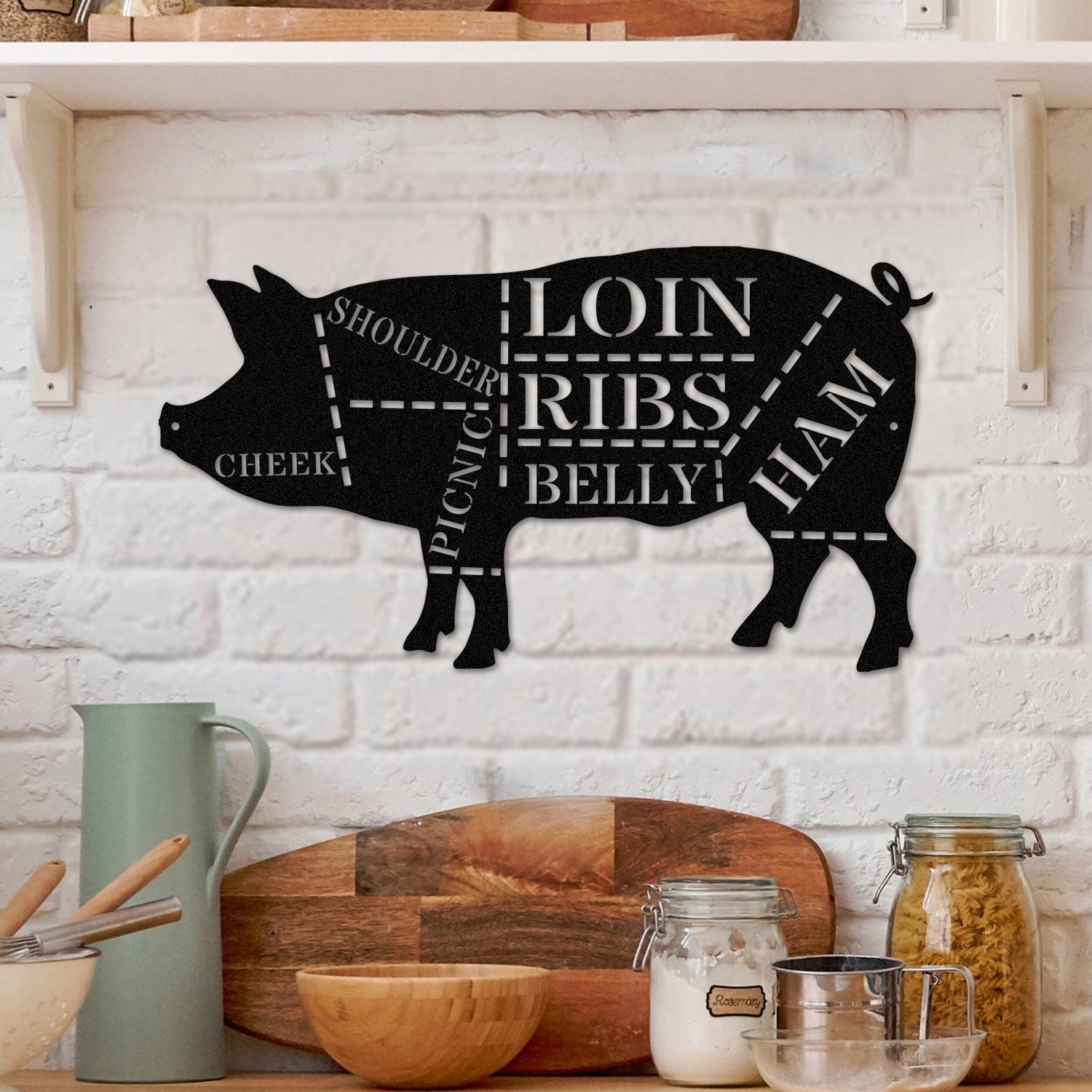 Pig Pork Meat Bar Grill Metal Sign, Custom Outdoor Farm, Bbq, Patio ...