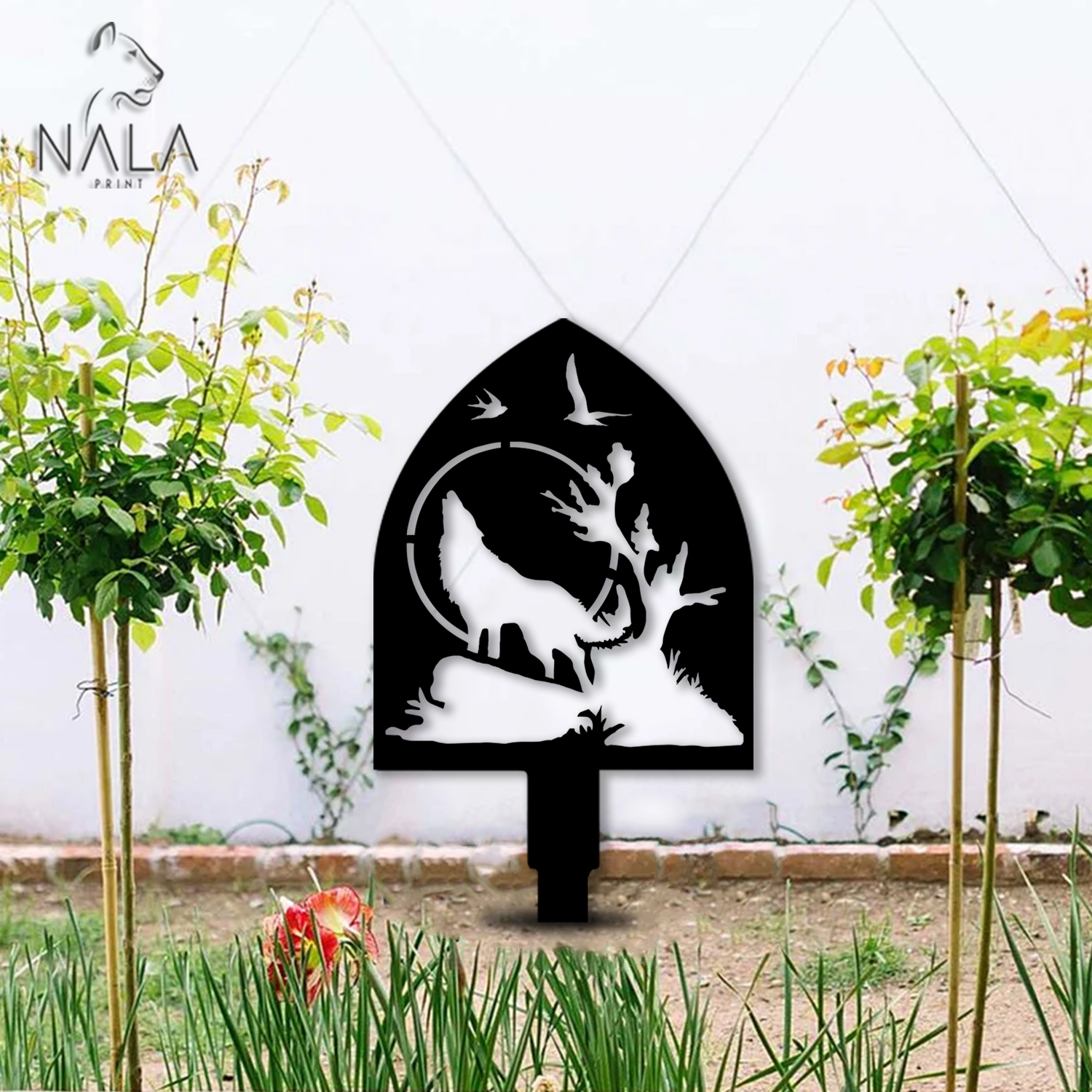 Shovel Wolf Howling At The Moon Metal Yard Sign, Wolf Design Decorative ...