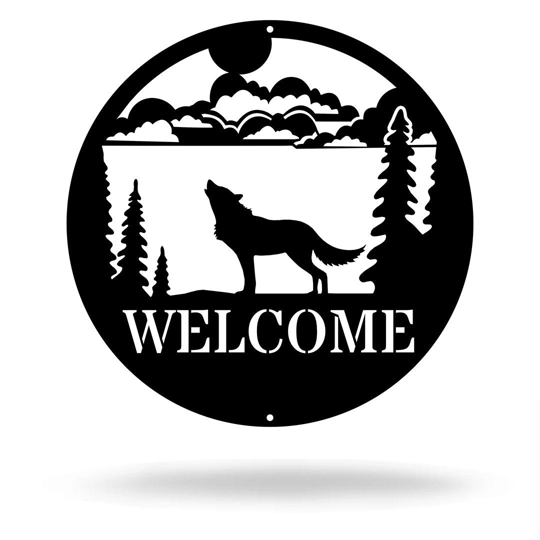 Wolf - Welcome Sign Cut Metal, Metal Art Wall Decor, Cut Wall Hanging ...