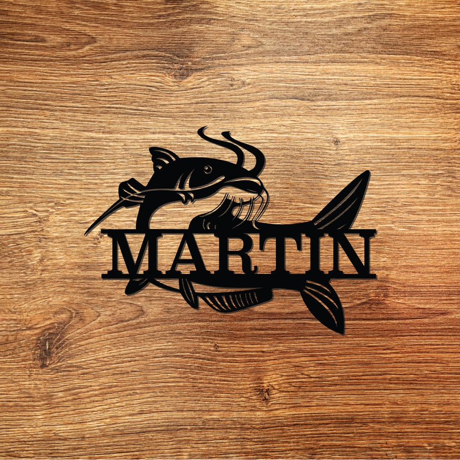 Crazy Catfish Cut Metal Sign | Nalaprint