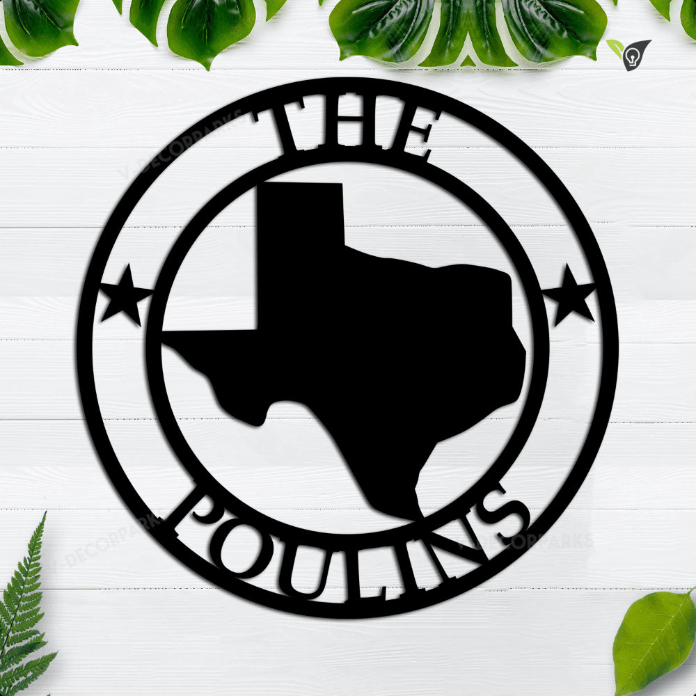 Personalized Texas Metal Wall Art, Custom Texas Home Name Sign ...