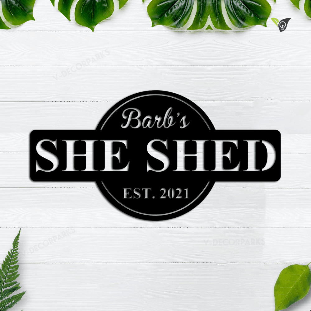 Personalized She Shed Metal Outdoor Sign, Established Date Sign, Gift ...