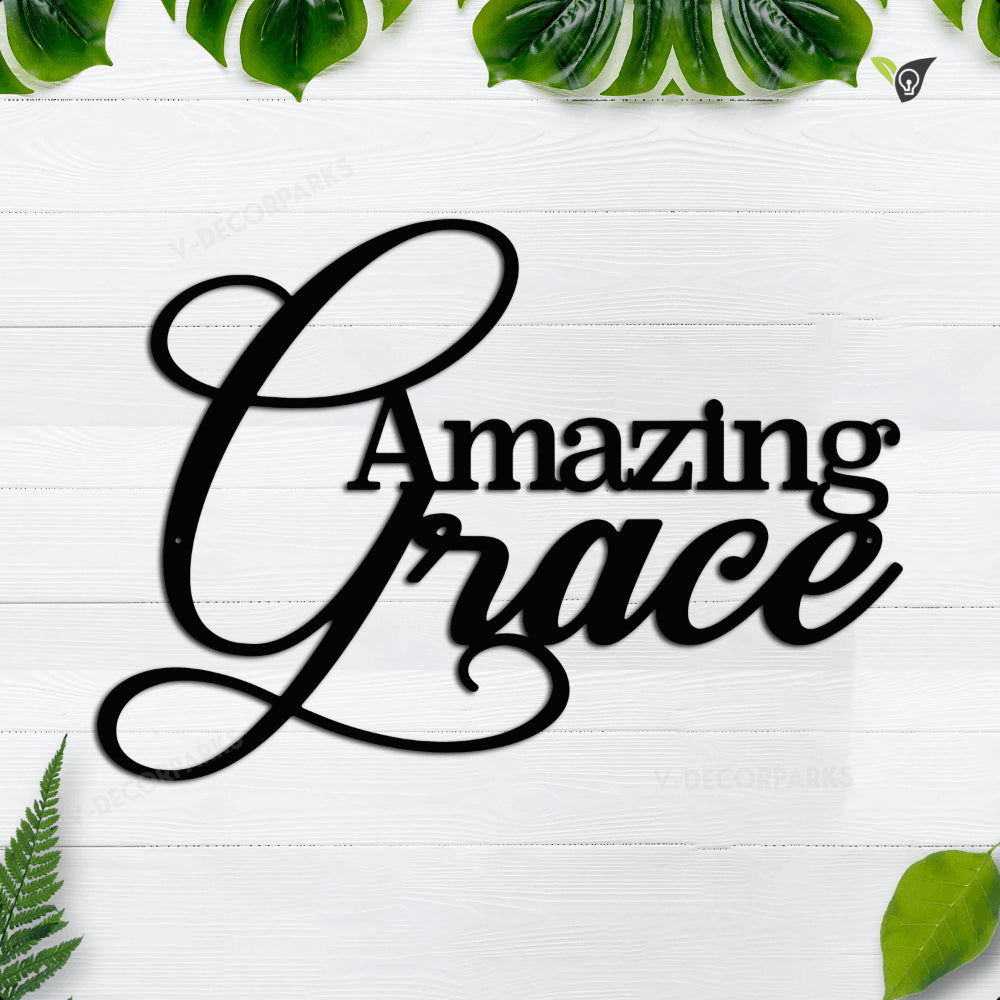 Amazing Grace Sign, Religious Metal Wall Art, Amazing Grace Decor ...