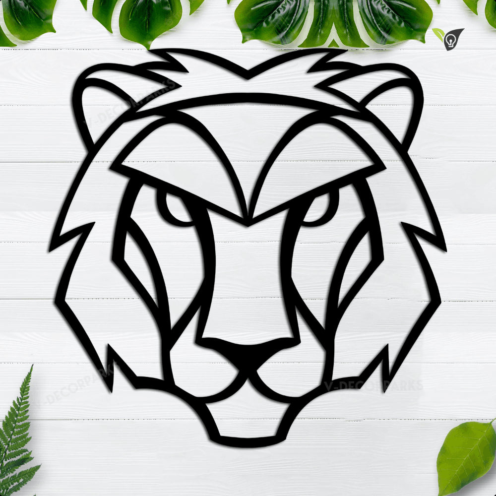 Leo Metal Wall Hanging, Geometric Lion Wall Art, Lion Metal Sign ...