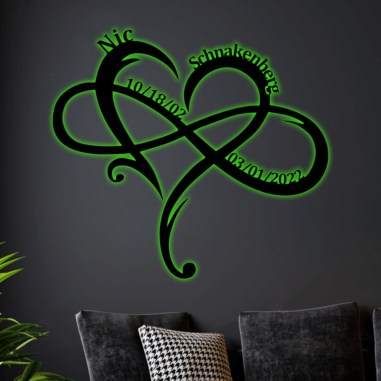 Personalized Infinity Symbol Custom Heart Names Est Year Metal Sign ...