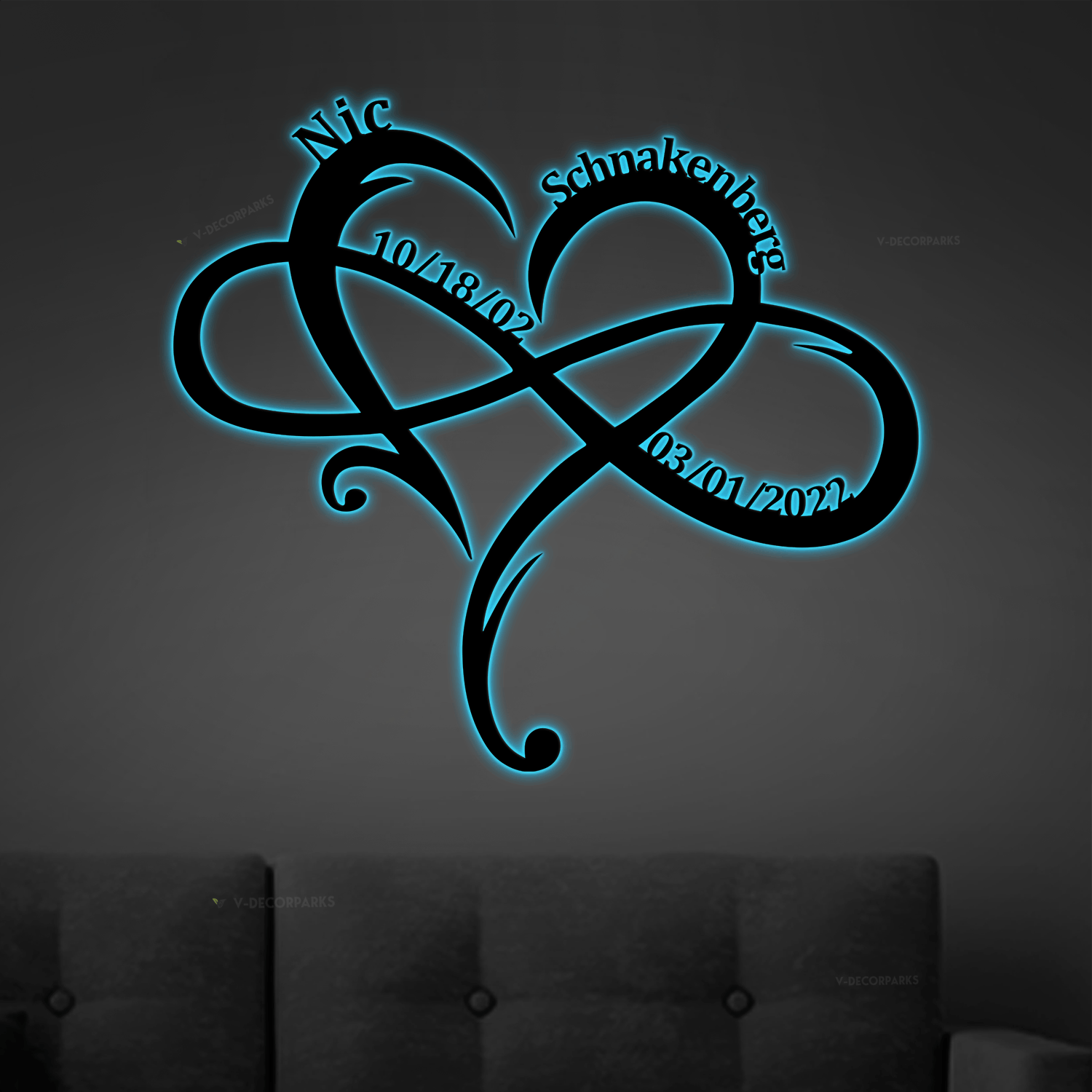 Personalized Infinity Symbol Custom Heart Names Est Year Metal Sign ...