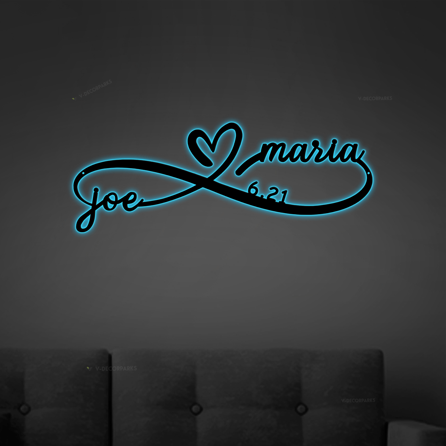 Infinity Metal Sign With Led Lights, Custom Infinity Sign Name ...