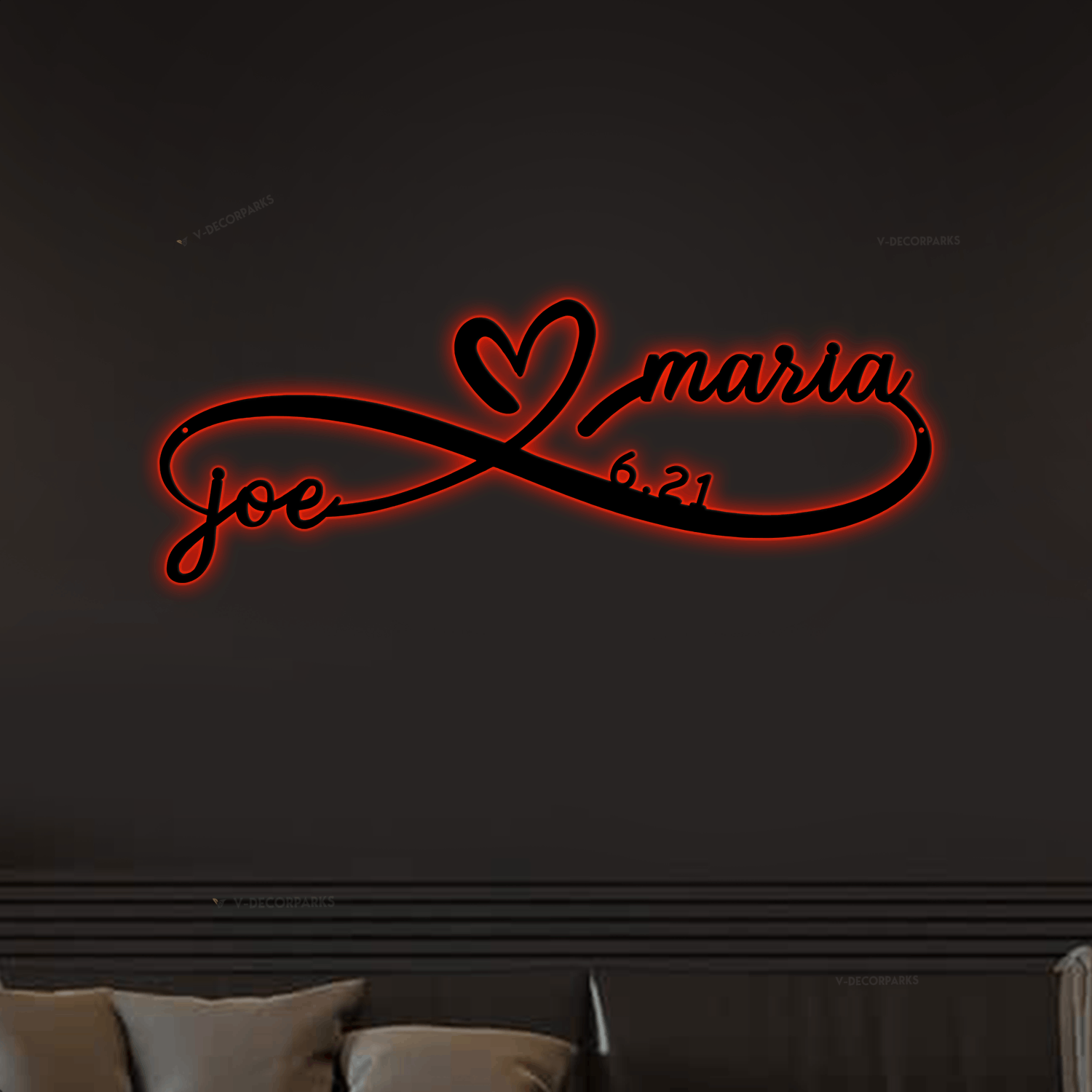 Infinity Metal Sign With Led Lights, Custom Infinity Sign Name ...