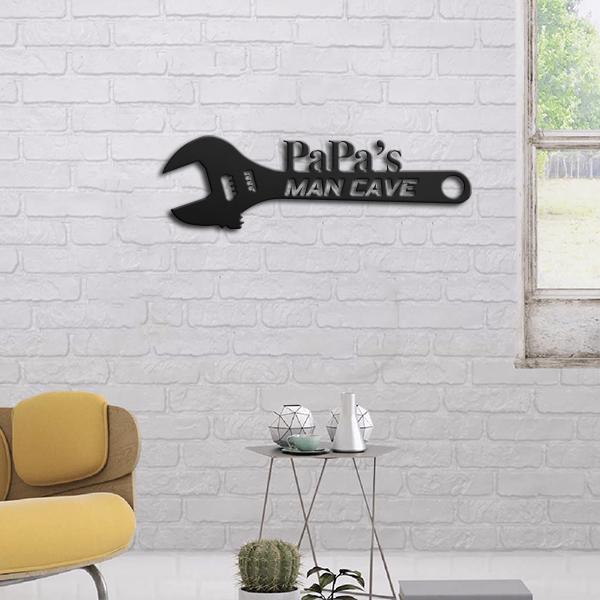 Family Papa's Spanner Customized Name Metal Wall Art Cut Metal Sign ...