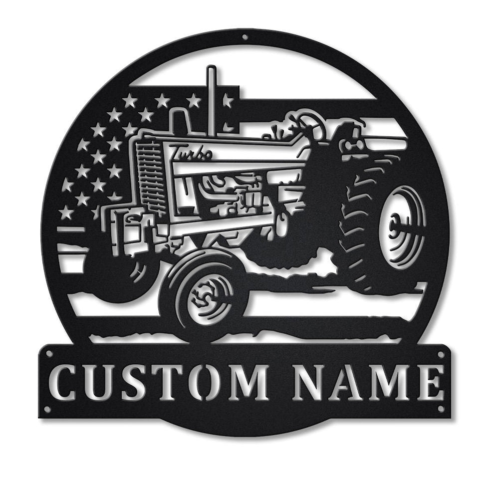 Personalized Usa Farm Tractor Metal Sign Art, Custom Usa Farm Tractor ...