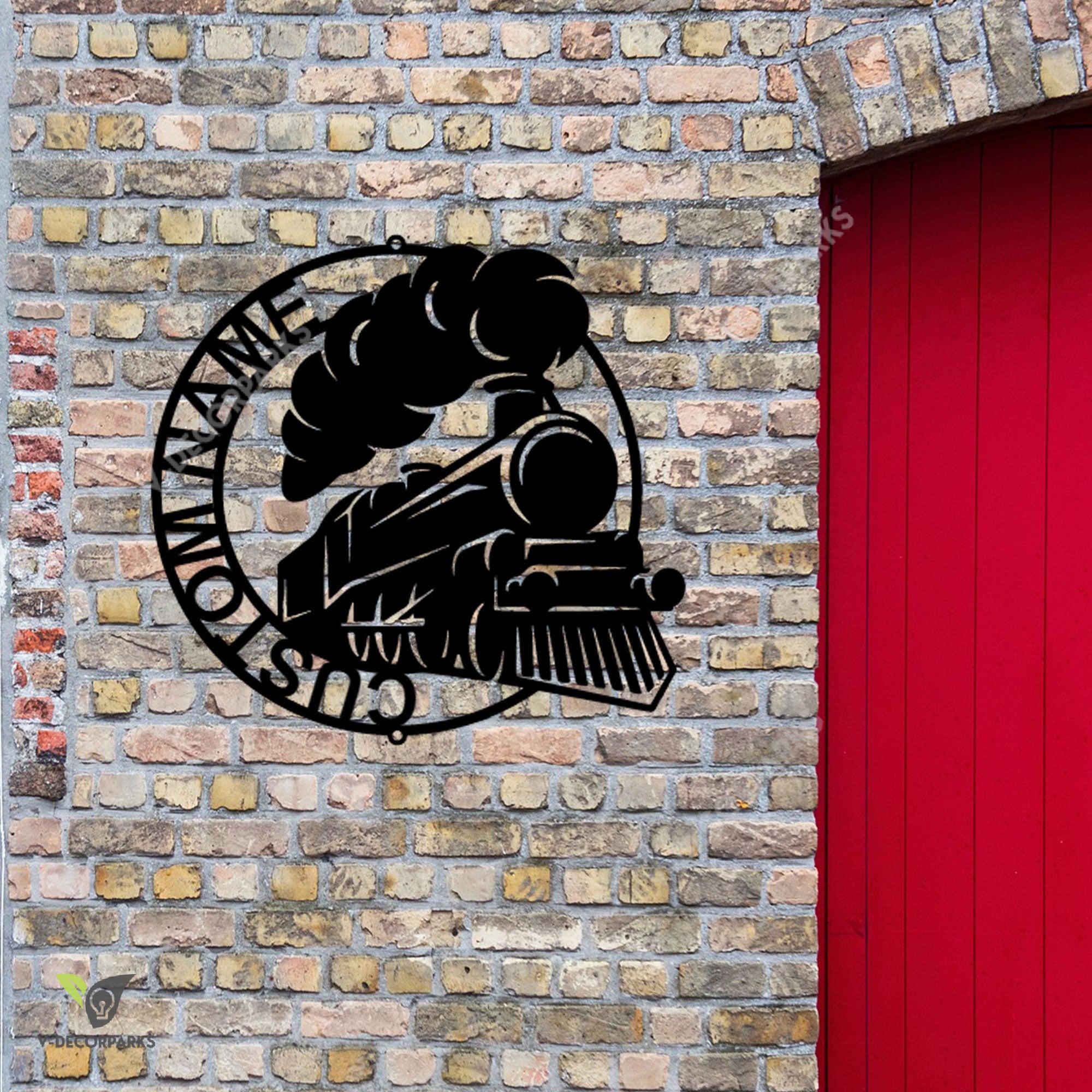 Classic Train Ring Monogram Personalized Indoor Outdoor Steel Metal Art ...