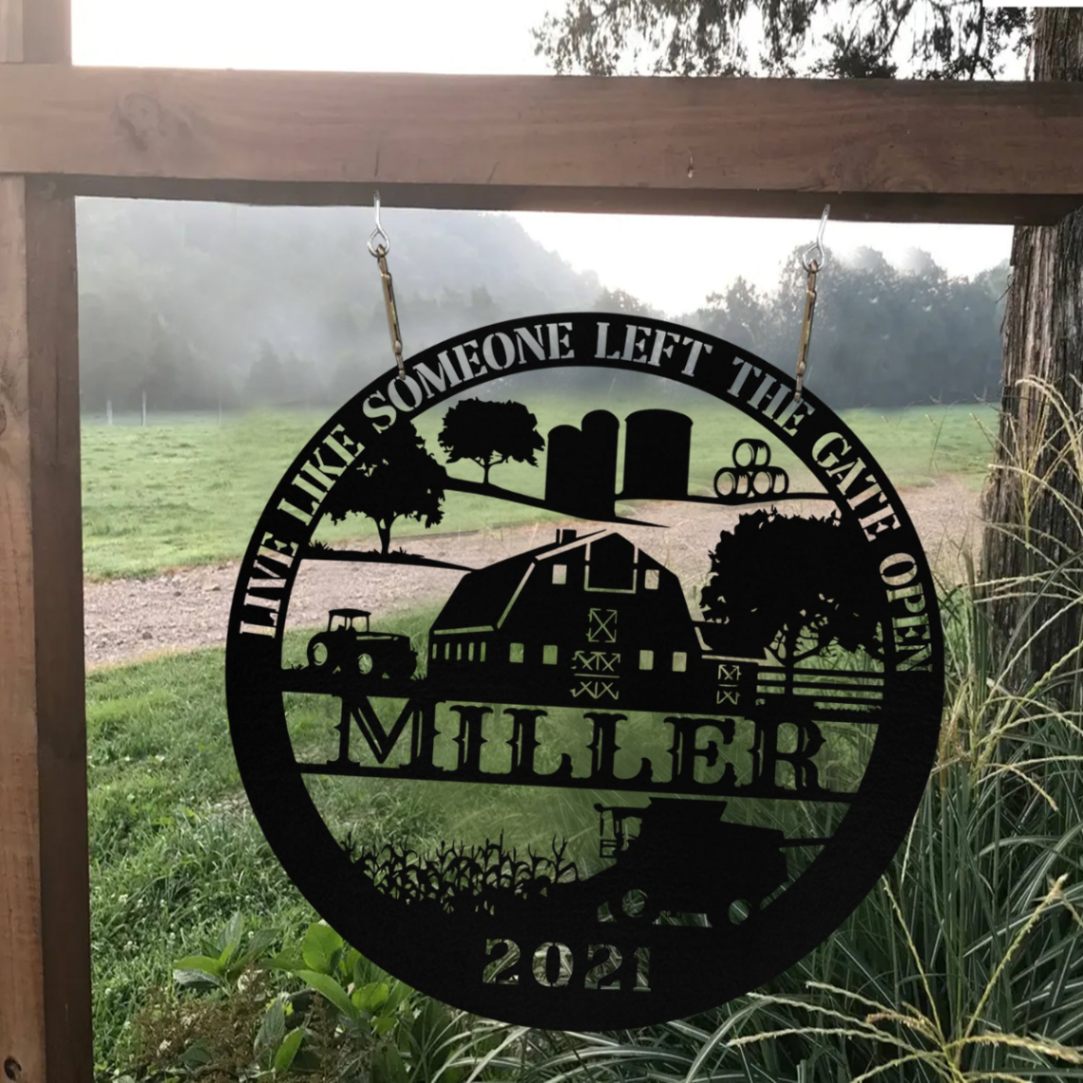 Personalized Metal Farm Sign Grain Bin Tractor Monogram | Pamotee