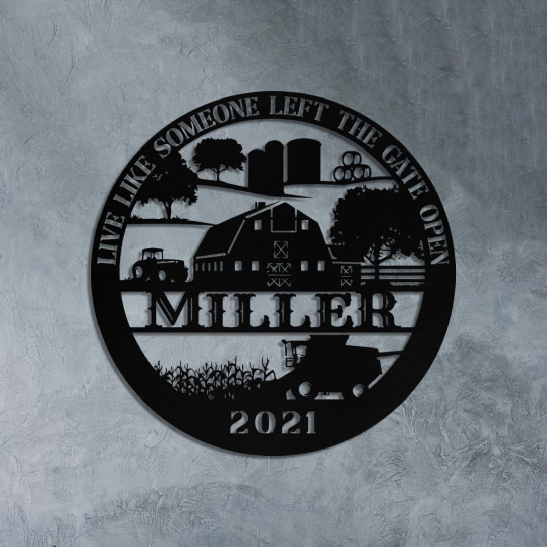 Personalized Metal Farm Sign Grain Bin Tractor Monogram | Pamotee