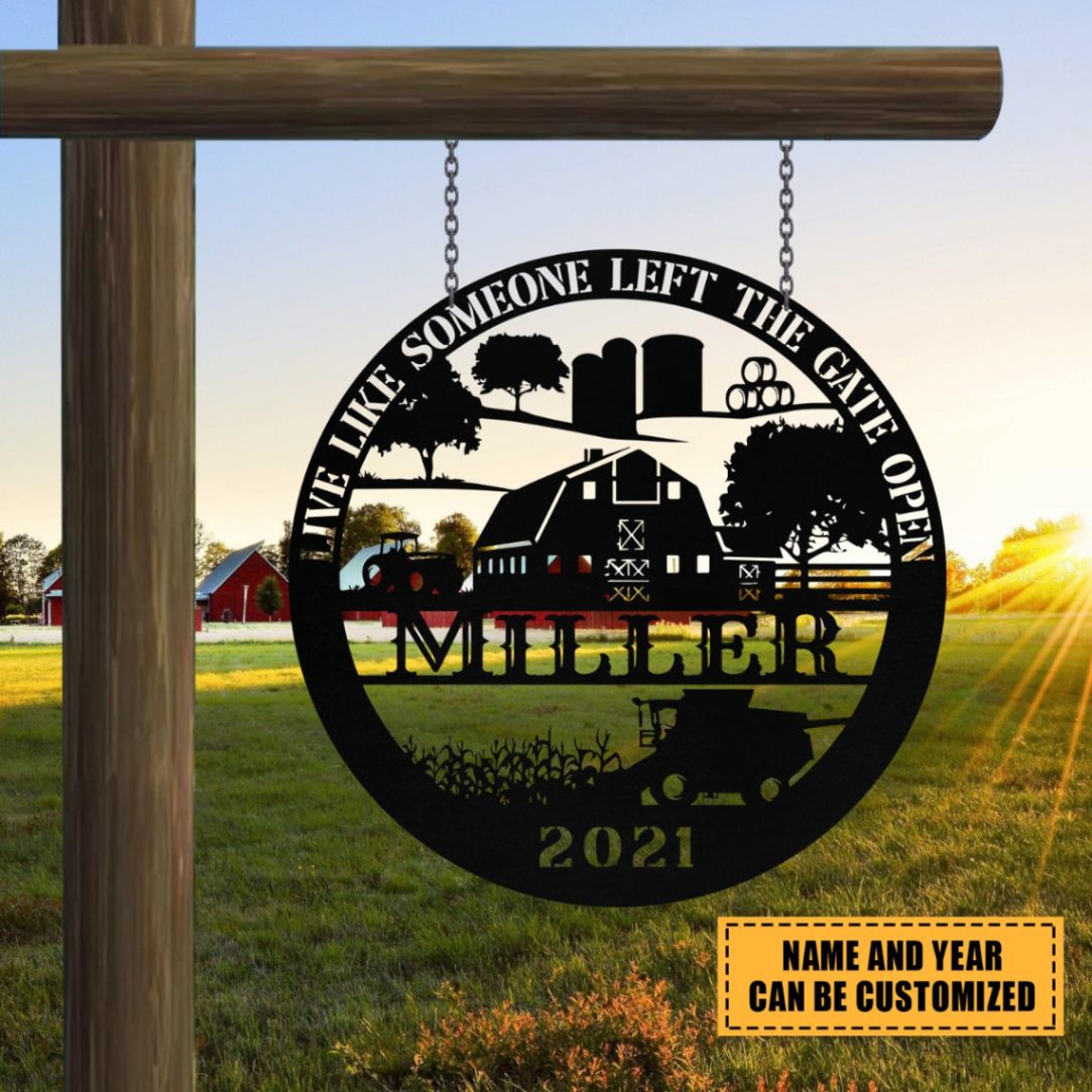 Personalized Metal Farm Sign Grain Bin Tractor Monogram | Pamotee