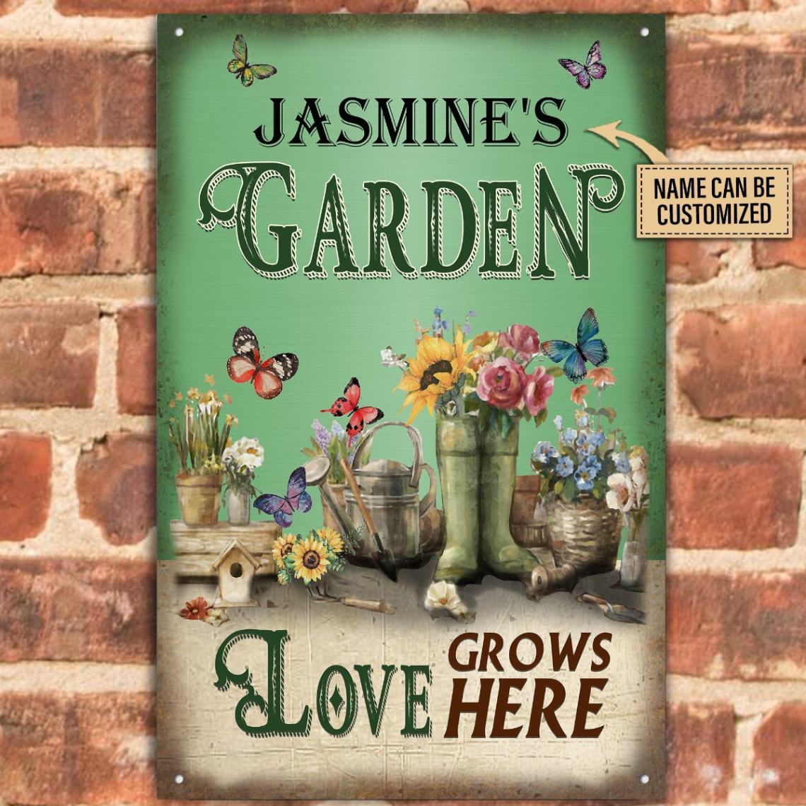 Personalized Gardening Love Grows Here Customized Classic Metal Signs personalized-gardening-love-grows-here-customized-classic-metal-signs