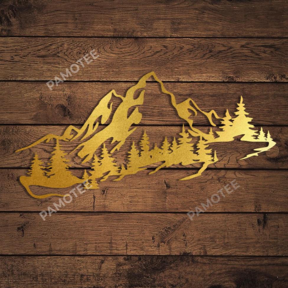 Mountain Scene Metal Sign Monogram, Laser Cut Man Cave Wall Art – Pamotee