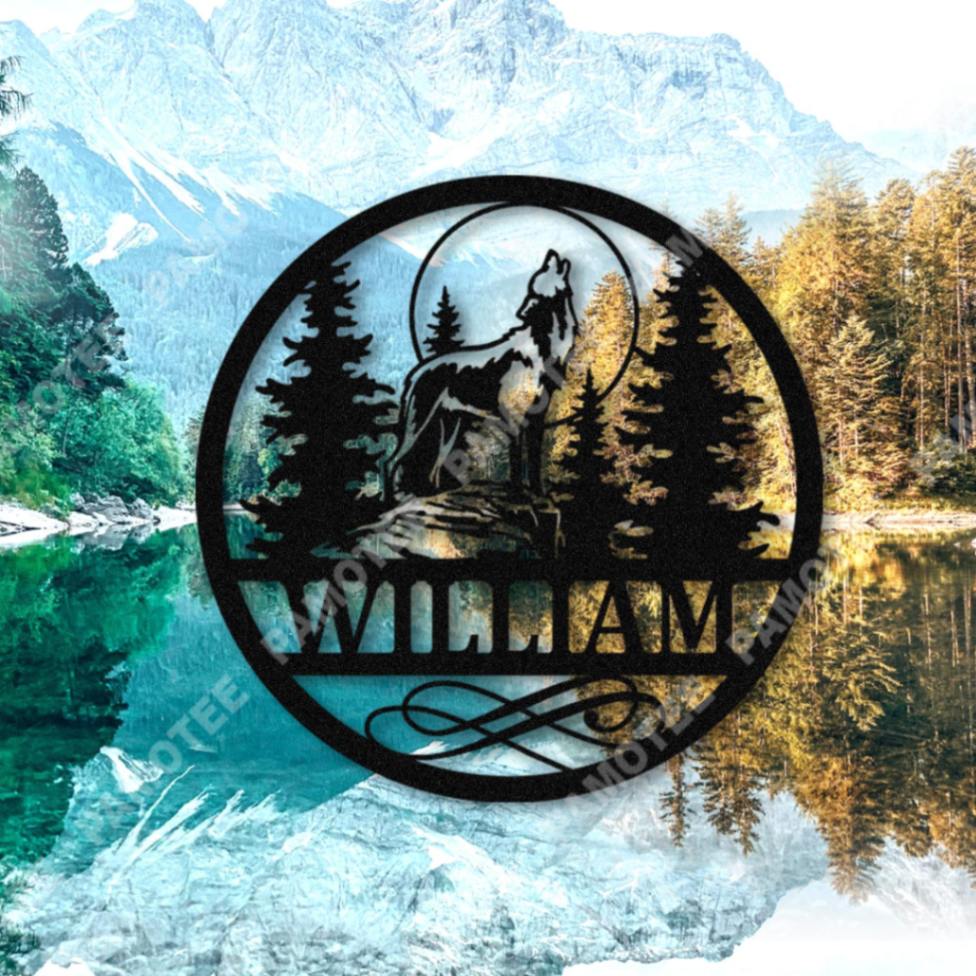 Custom Howling Wolf Metal Art, Ranch Steel Sign – Pamotee