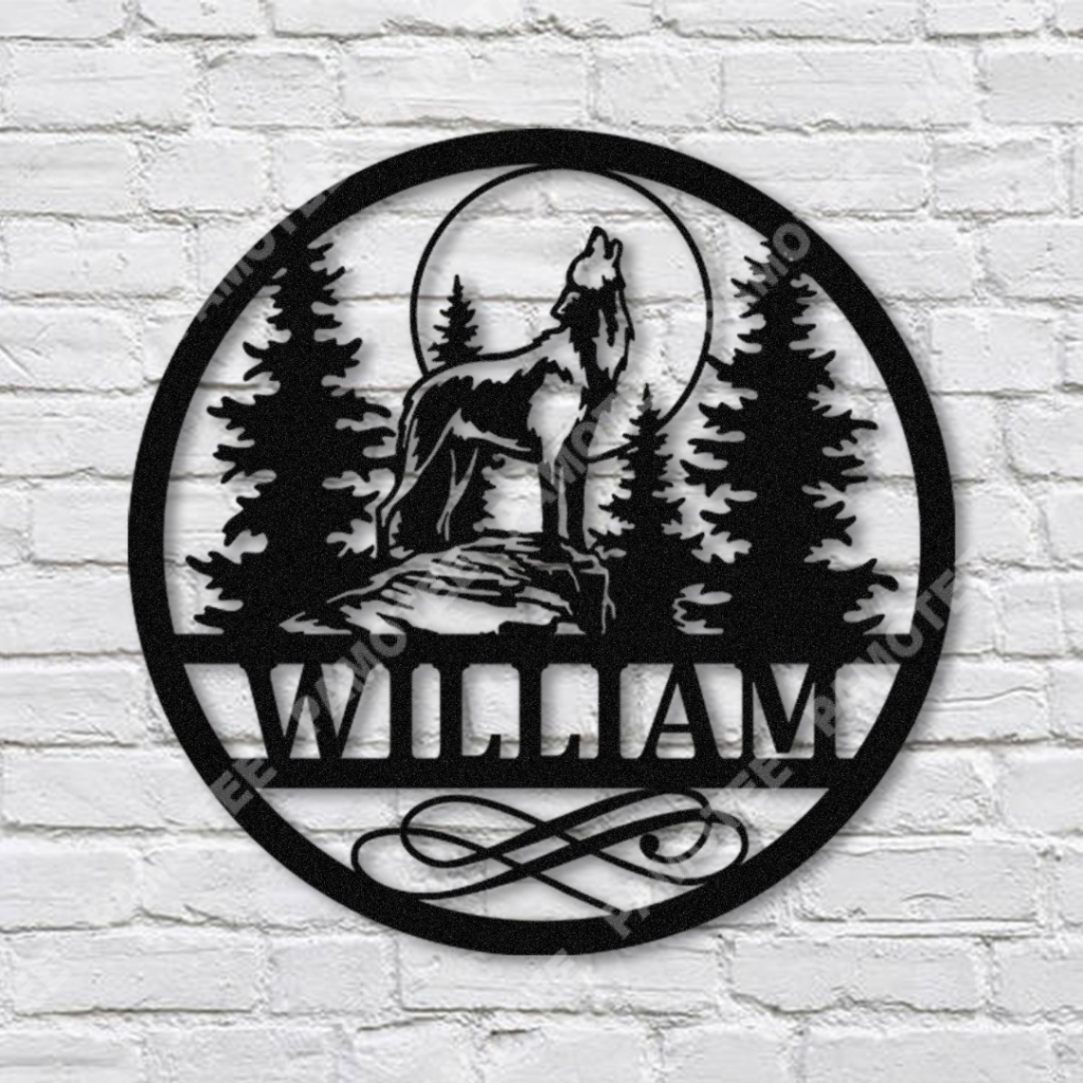 Custom Howling Wolf Metal Art, Ranch Steel Sign – Pamotee