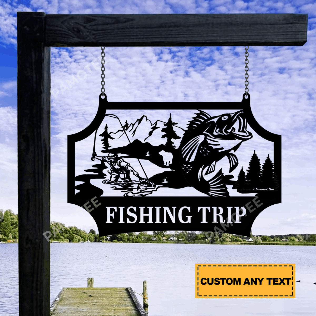 Personalized Fishing Trip Man Catching Giant Fish Metal Hanging Sign ...