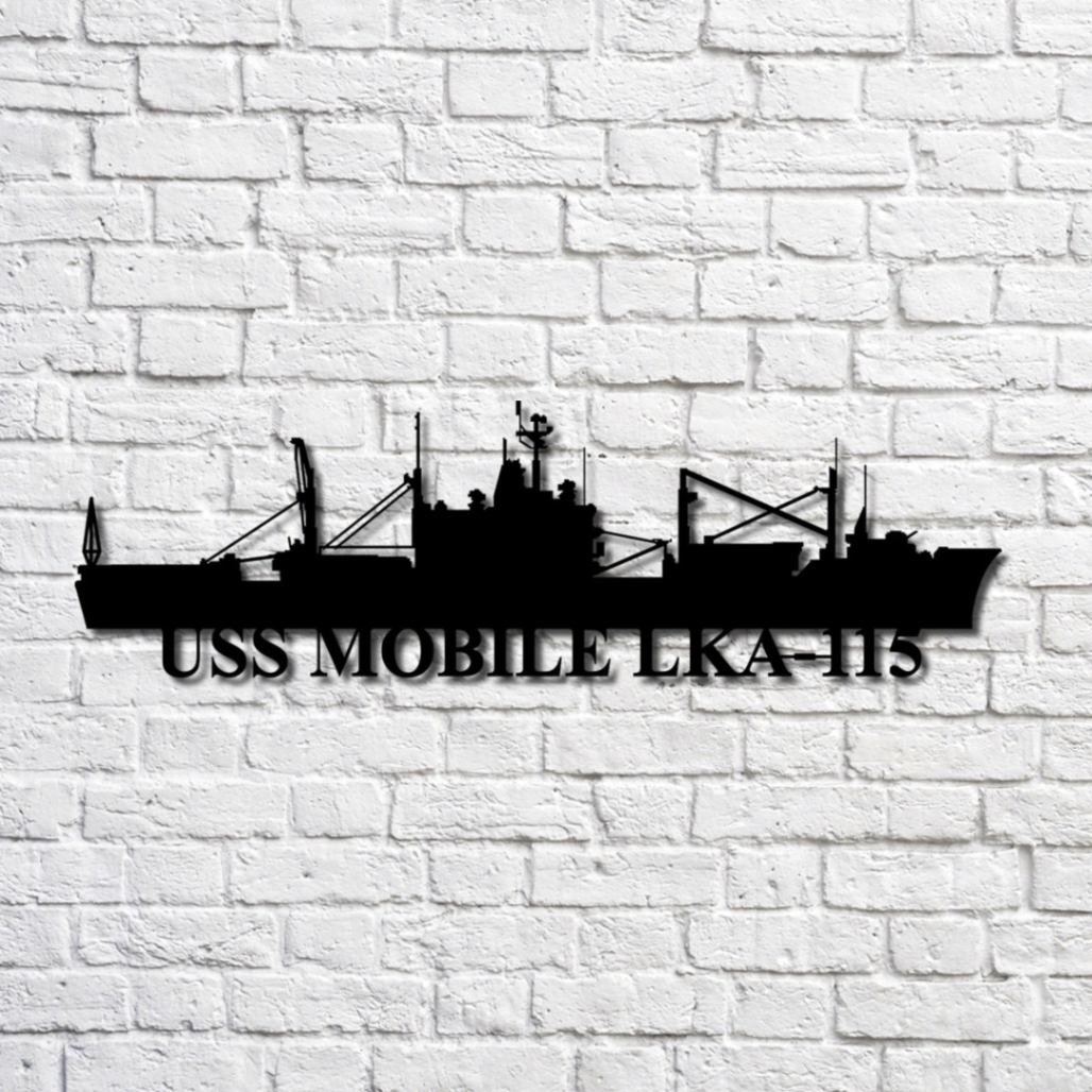 Uss Mobile Lka-115 Navy Ship Metal Art, Gift For Navy Veteran, Navy ...
