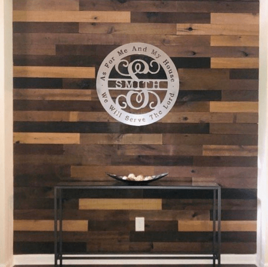 Family Name Sign With Biblical Quote Art, Cut Metal Sign, Metal Wall ...