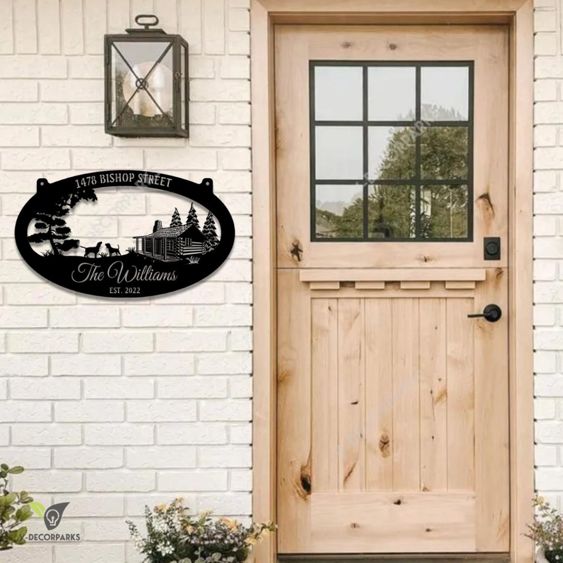 Personalized Cabin With Beagle Dogs Metal Art, Forest House Oval Extra ...