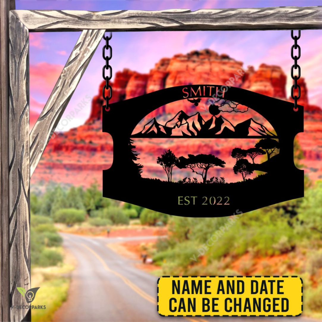 Customized Mountain, Desert Metal Sign, Arizona Exterior Plaque - Pamotee