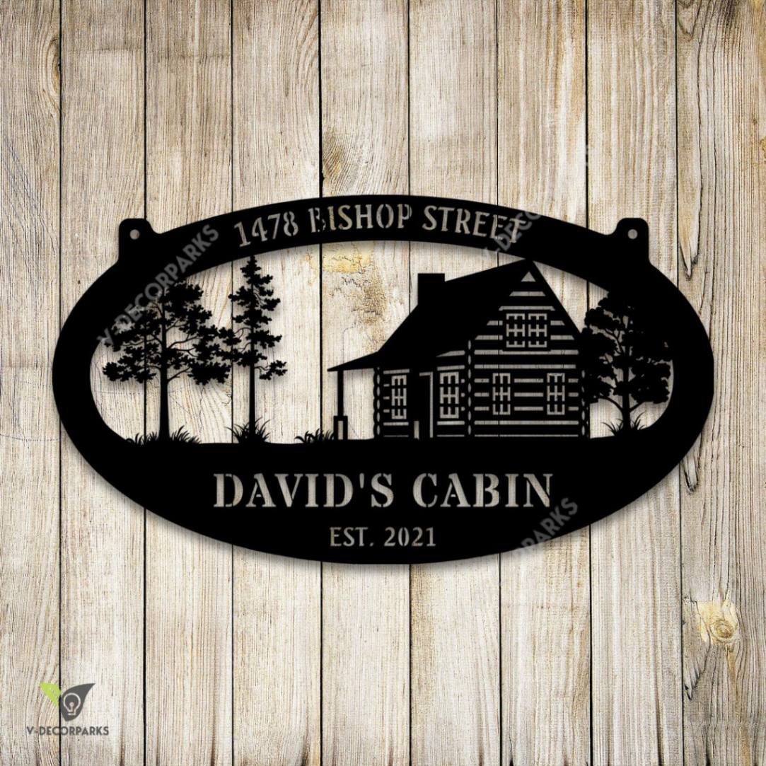 Personalized Cabin, Log House Metal Art, Log House Housewarming ...