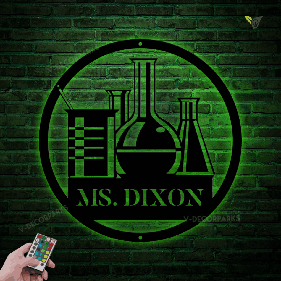 Custom Chemistry Teacher Metal Wall Art With Rgb Led Lights, Chemist ...