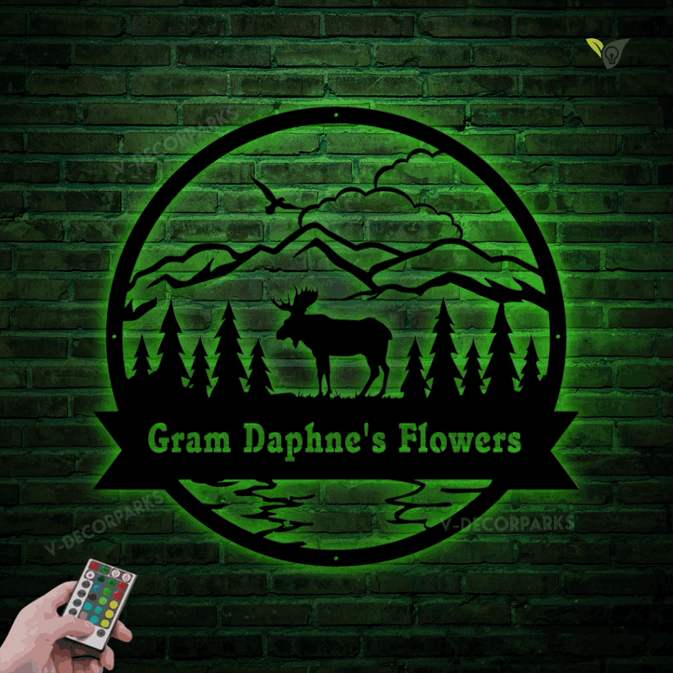 Great Outdoors Moose Monogram Metal Sign With Led Lights, Metal Wall ...