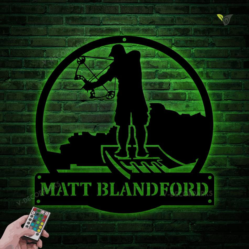 Personalized Bowfishing Monogram Metal Sign With Led Lights, Custom ...