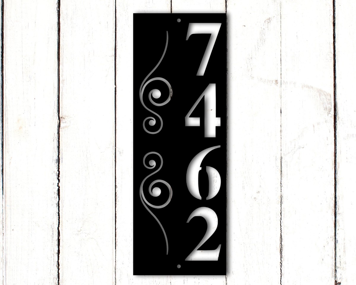 House Number Plaque, Vertical Address Sign, Door Number, Metal House ...
