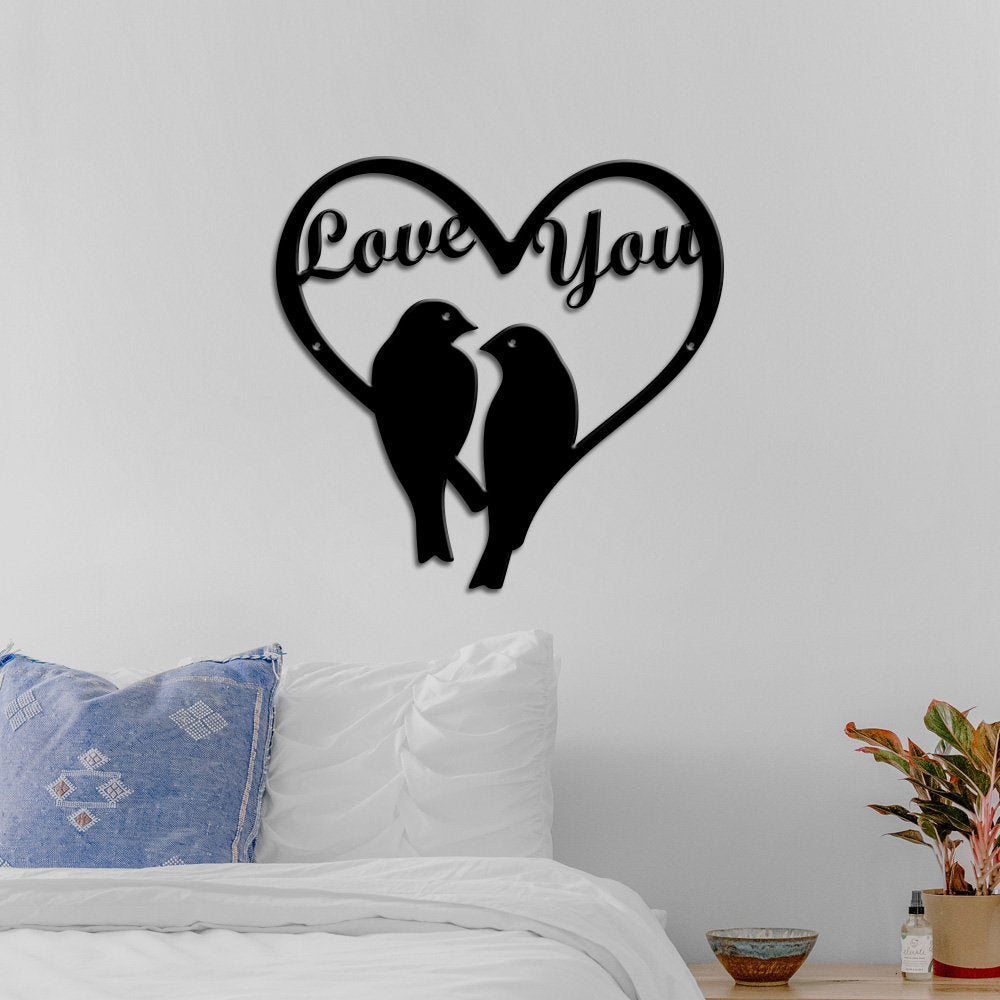 Love Birds - Love You Sign Cut From Steel - Metal - Love Birds Sign ...