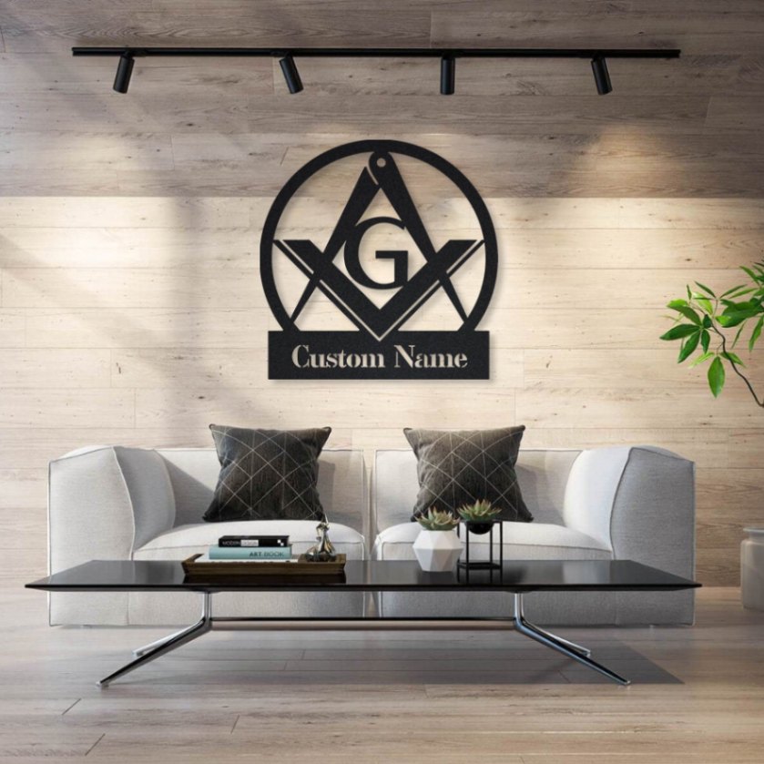 Masonic Freemasonry Monogram Metal Wall Sign, Masonic Metal Wall Art ...