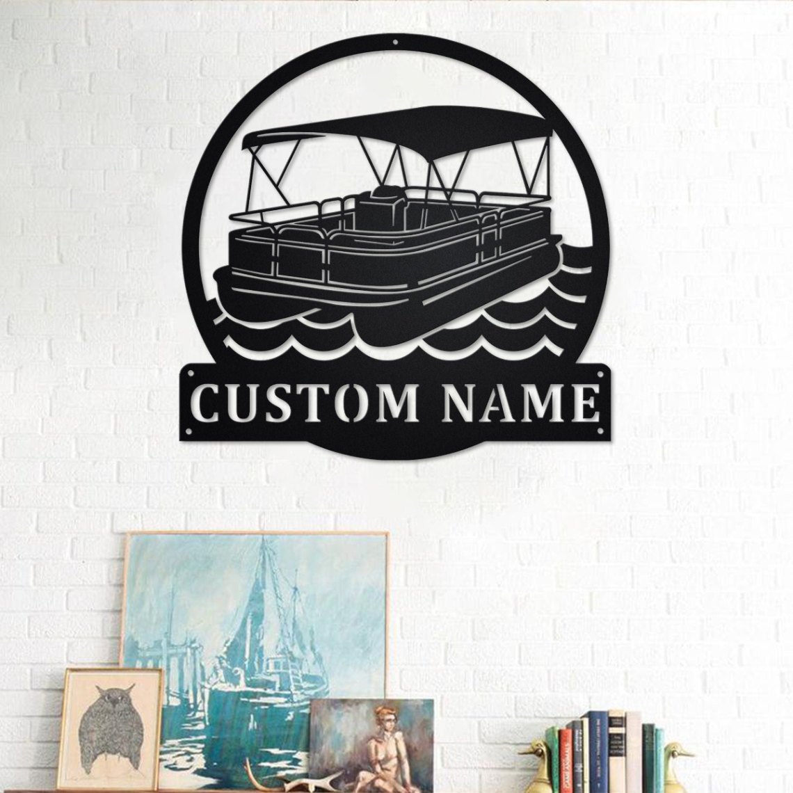 Custom Pontoon Boat Metal Wall Art, Personalized Pontoon Boat Name Sign ...